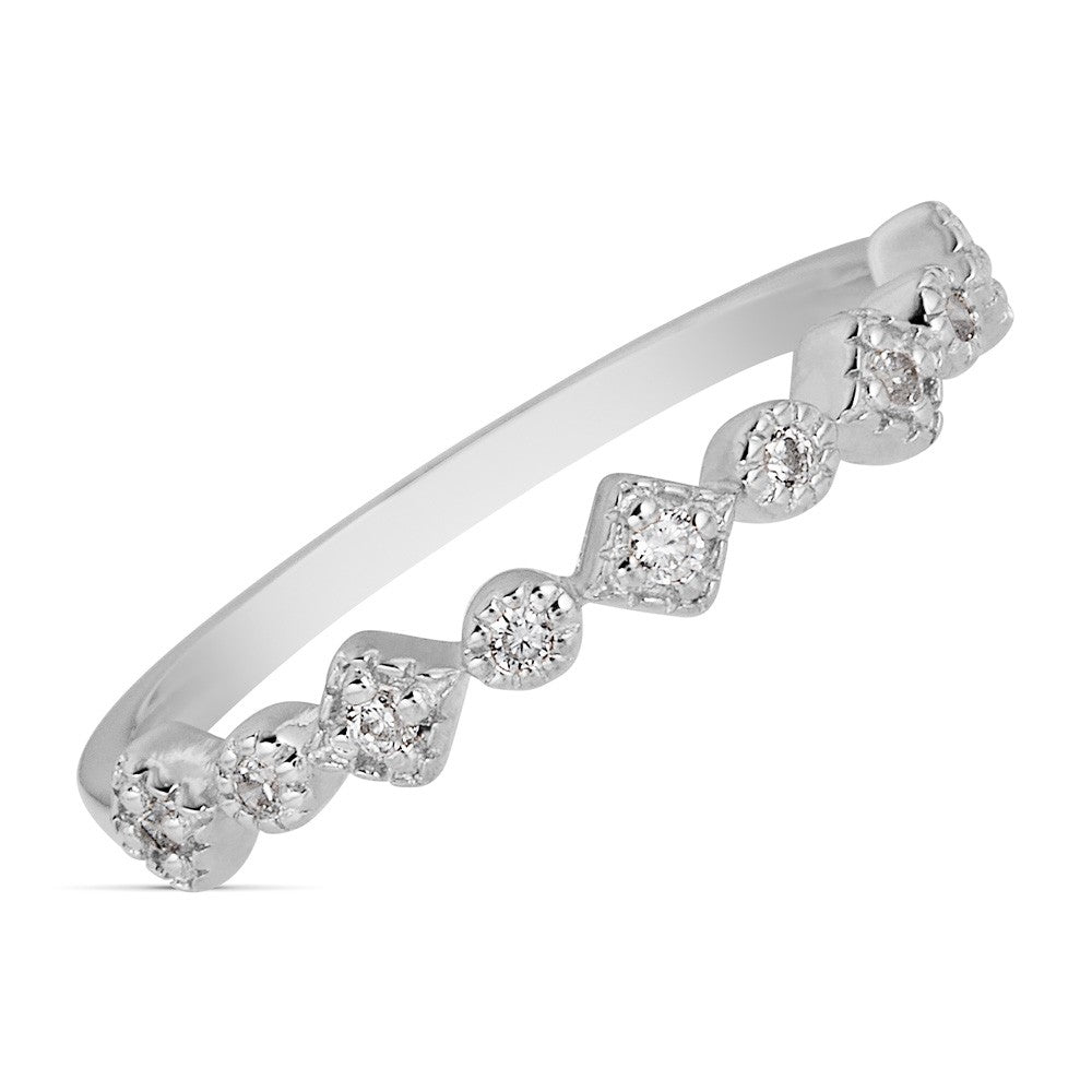 14K DIAMOND STACKABLE BAND SQUARE AND ROUND – ENAZ